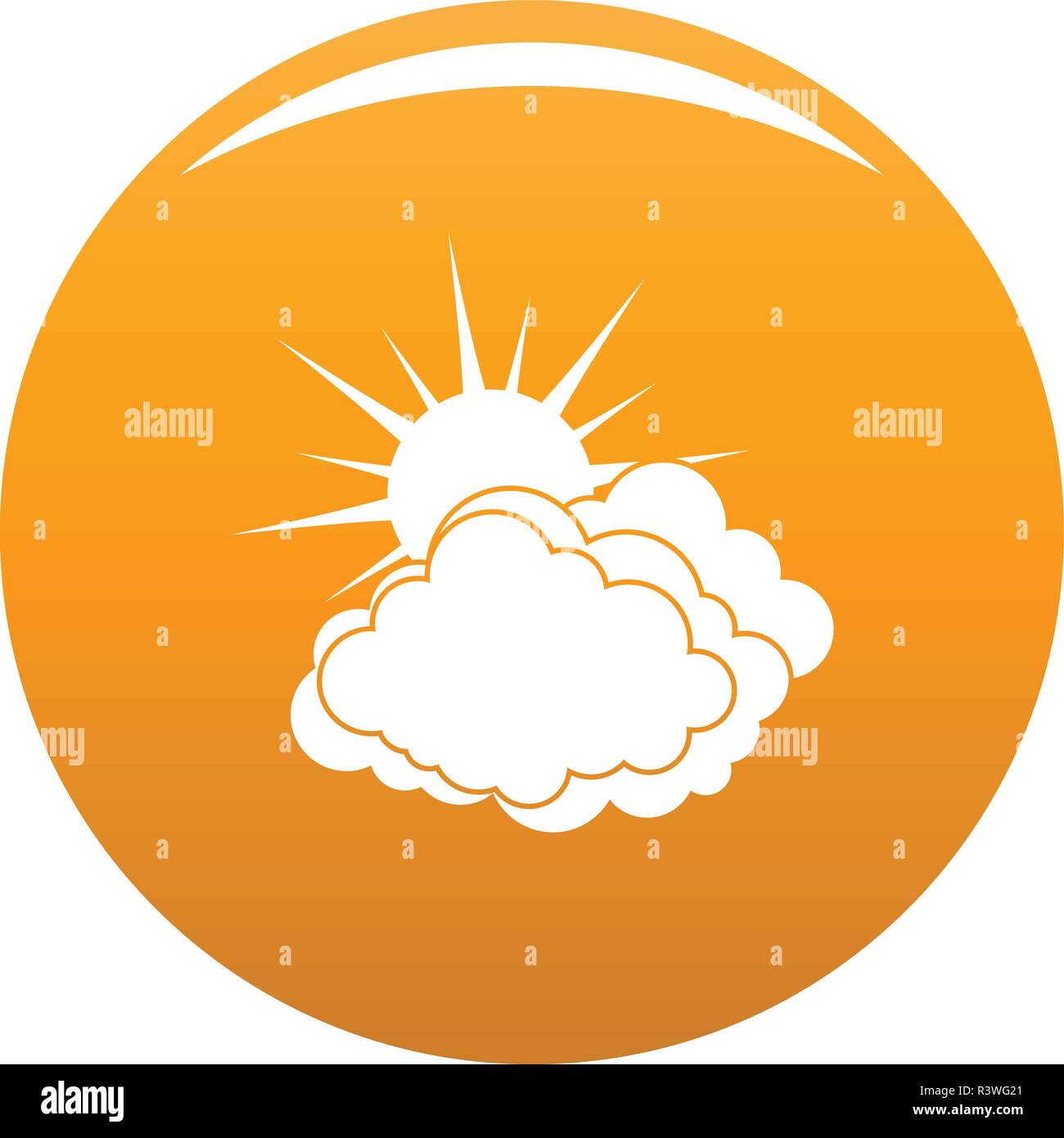 Blue cloudy sun icon. Simple illustration of blue cloudy sun vector ...