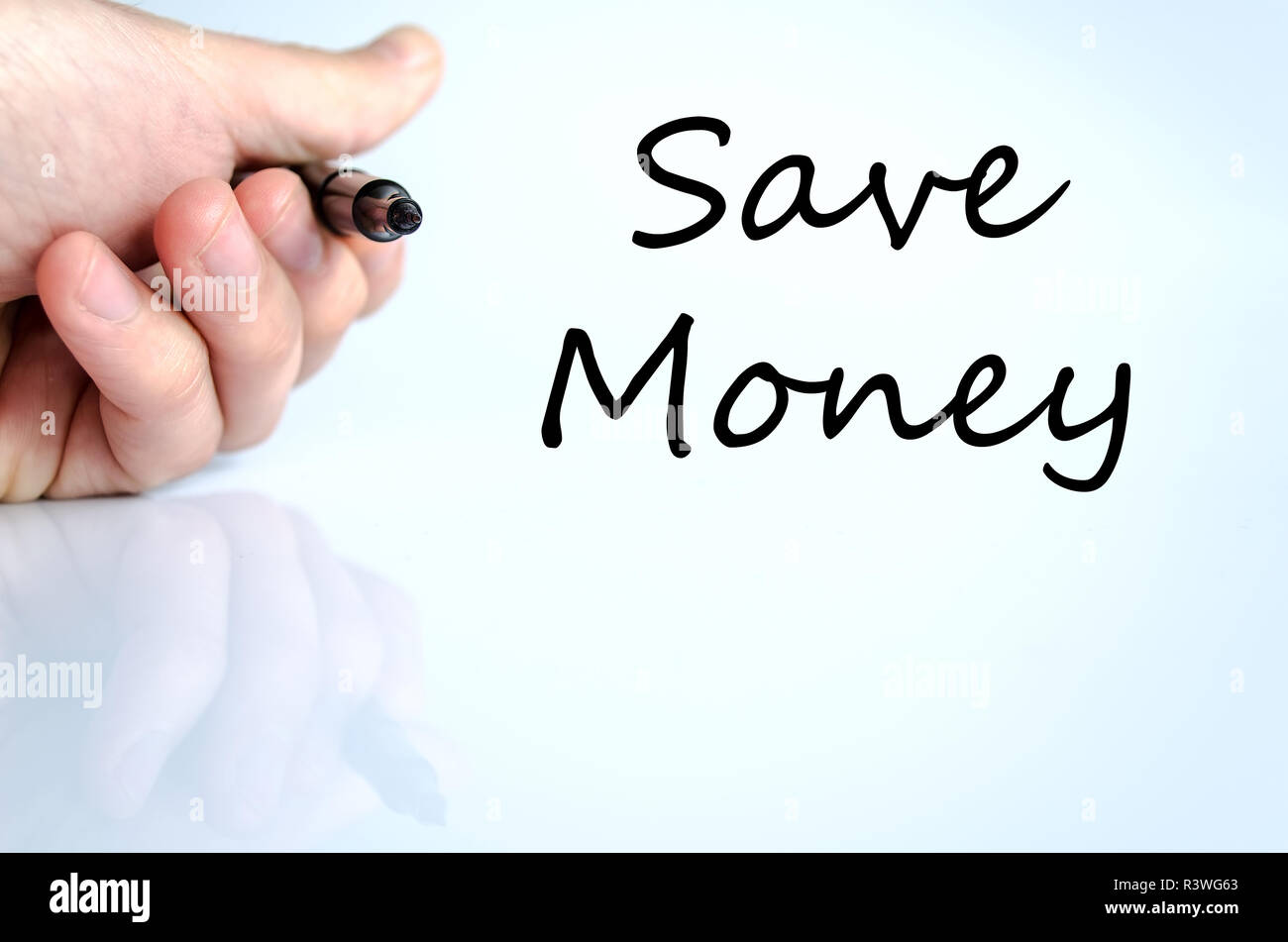 Save money text concept Stock Photo - Alamy