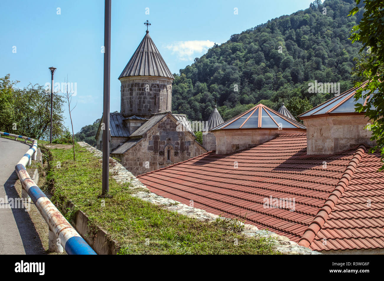Dilijan, Armenia, August 24, 2018: Top view from the road to the new ...