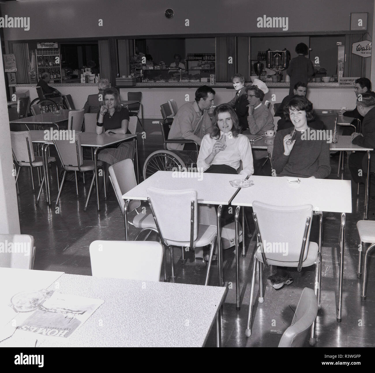 1965, people sitting in a hospital canteen, England, UK Stock Photo - Alamy