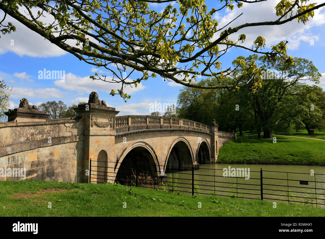 Spring colours, the Lion Bridge, Burghley house, Elizabethan Stately ...