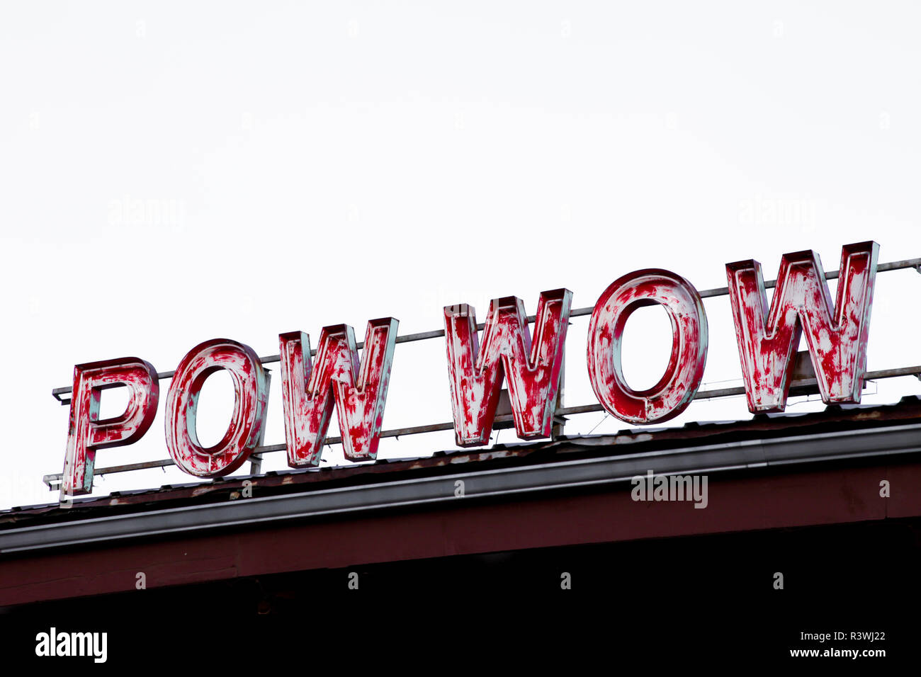 Neon Pow Wow sign Stock Photo - Alamy