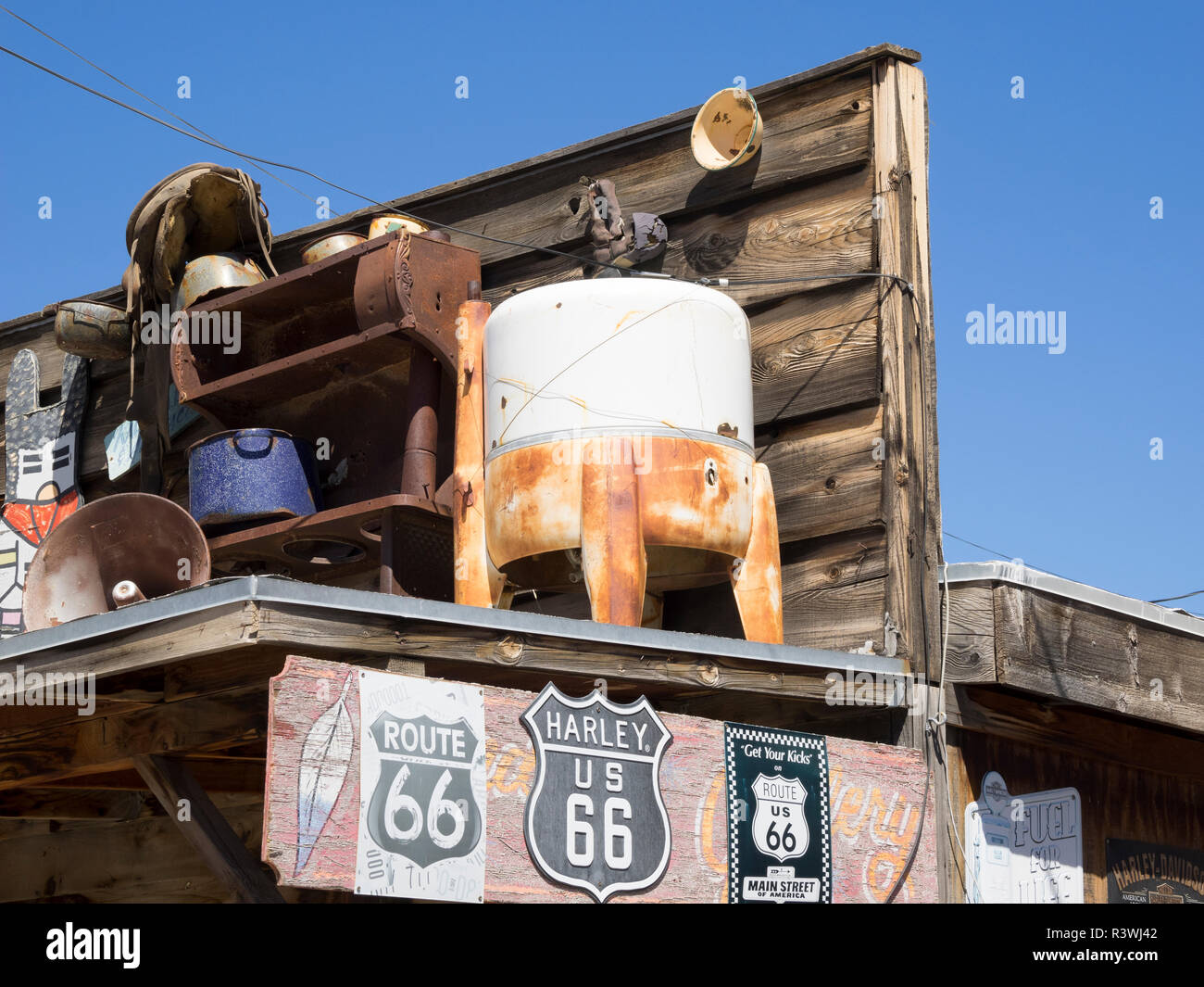 Arizona, Oatman, Route 66, old gold mining town, Storefront with Route ...