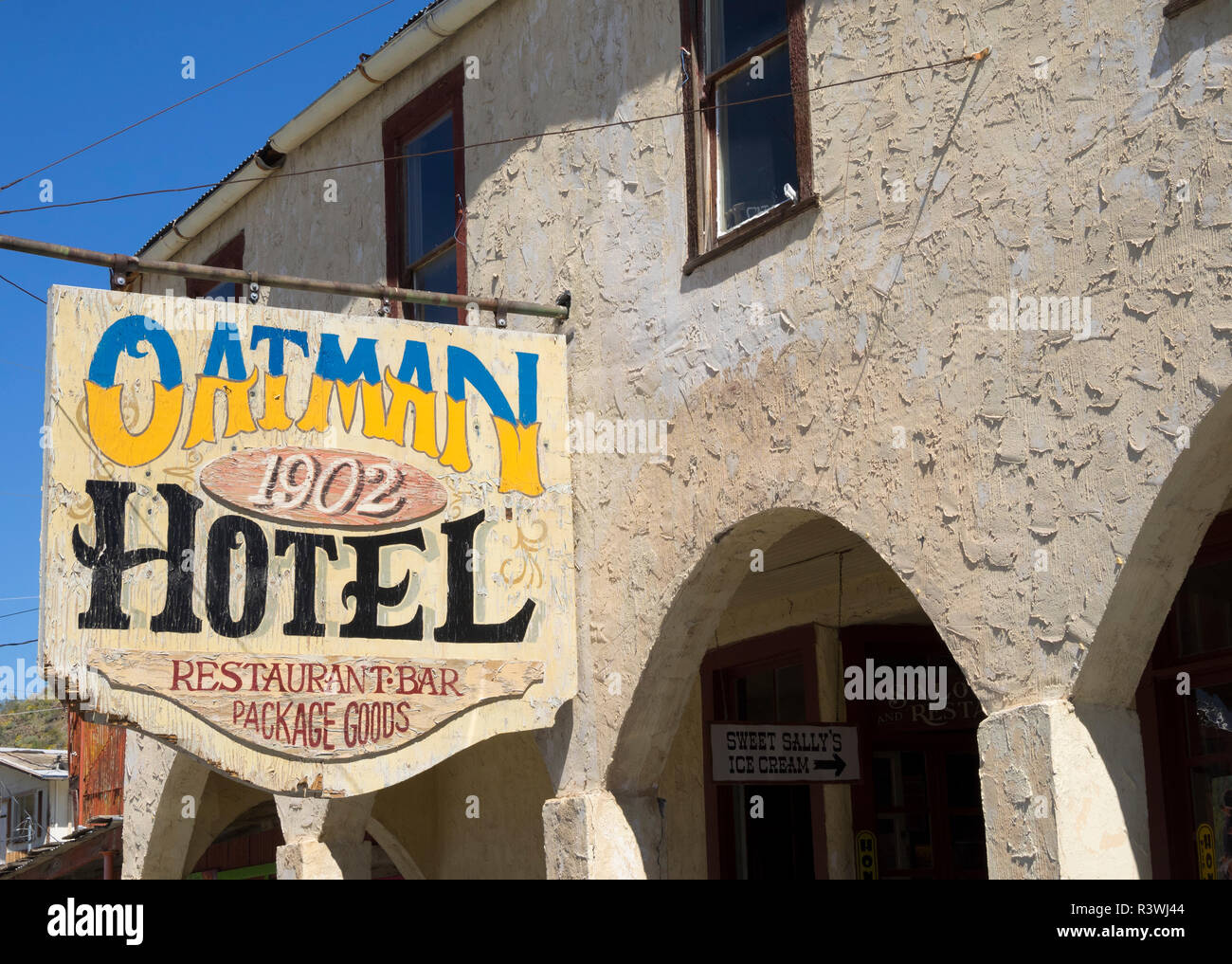 Arizona, Oatman, Route 66, old gold mining town, hotel sign (For ...