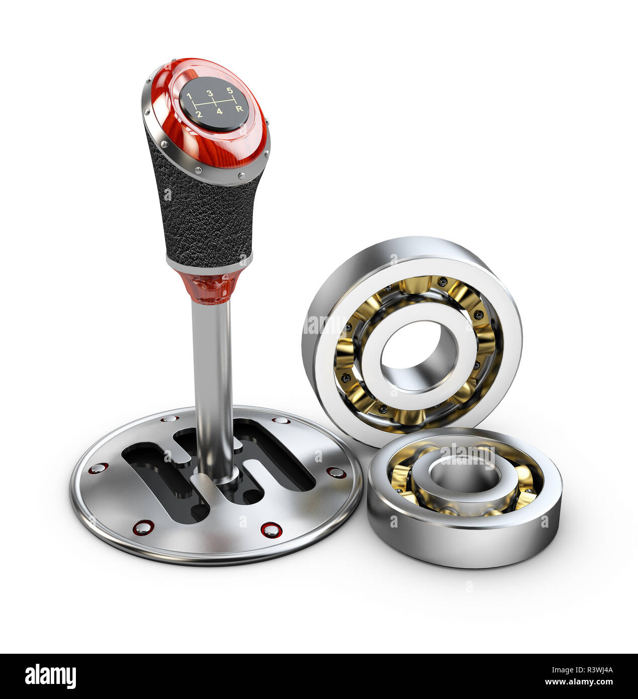 3d illustration of gear shift with bearings, isolated on white Stock ...