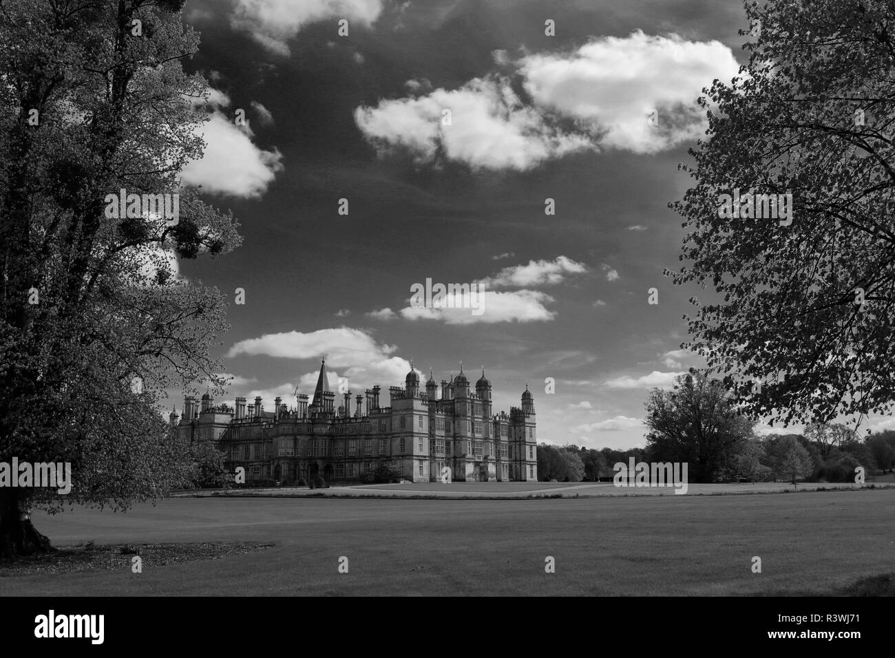 Burghley house spring Black and White Stock Photos & Images - Alamy