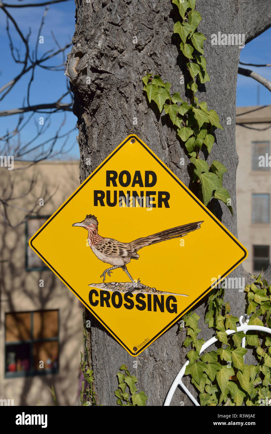 USA, Arizona, Jerome, Road Runner Crossing sign Stock Photo - Alamy