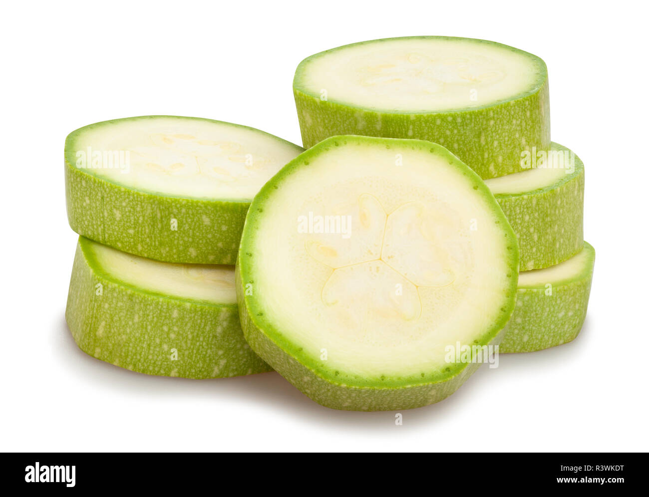 sliced courgette path isolated Stock Photo - Alamy