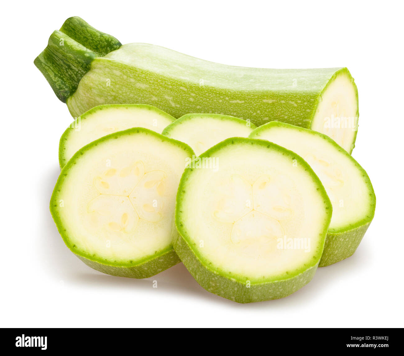 sliced courgette path isolated Stock Photo - Alamy