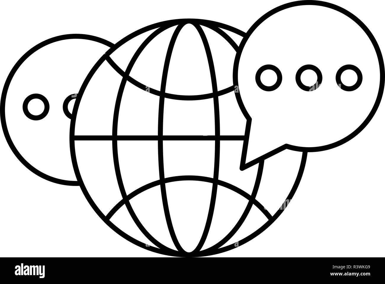 Global chat icon. Outline illustration of global chat vector icon for ...