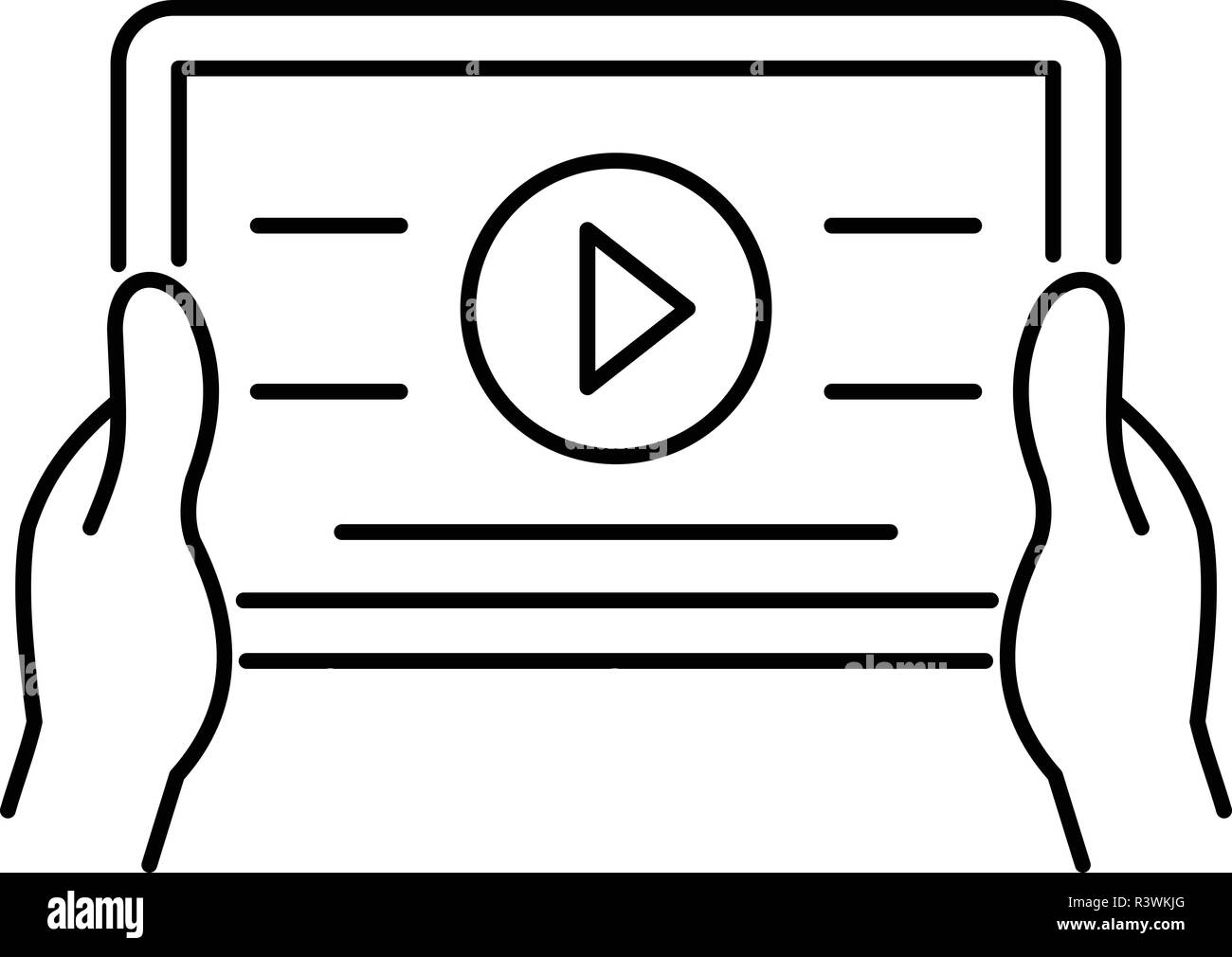 Device video play icon. Outline illustration of device video play ...