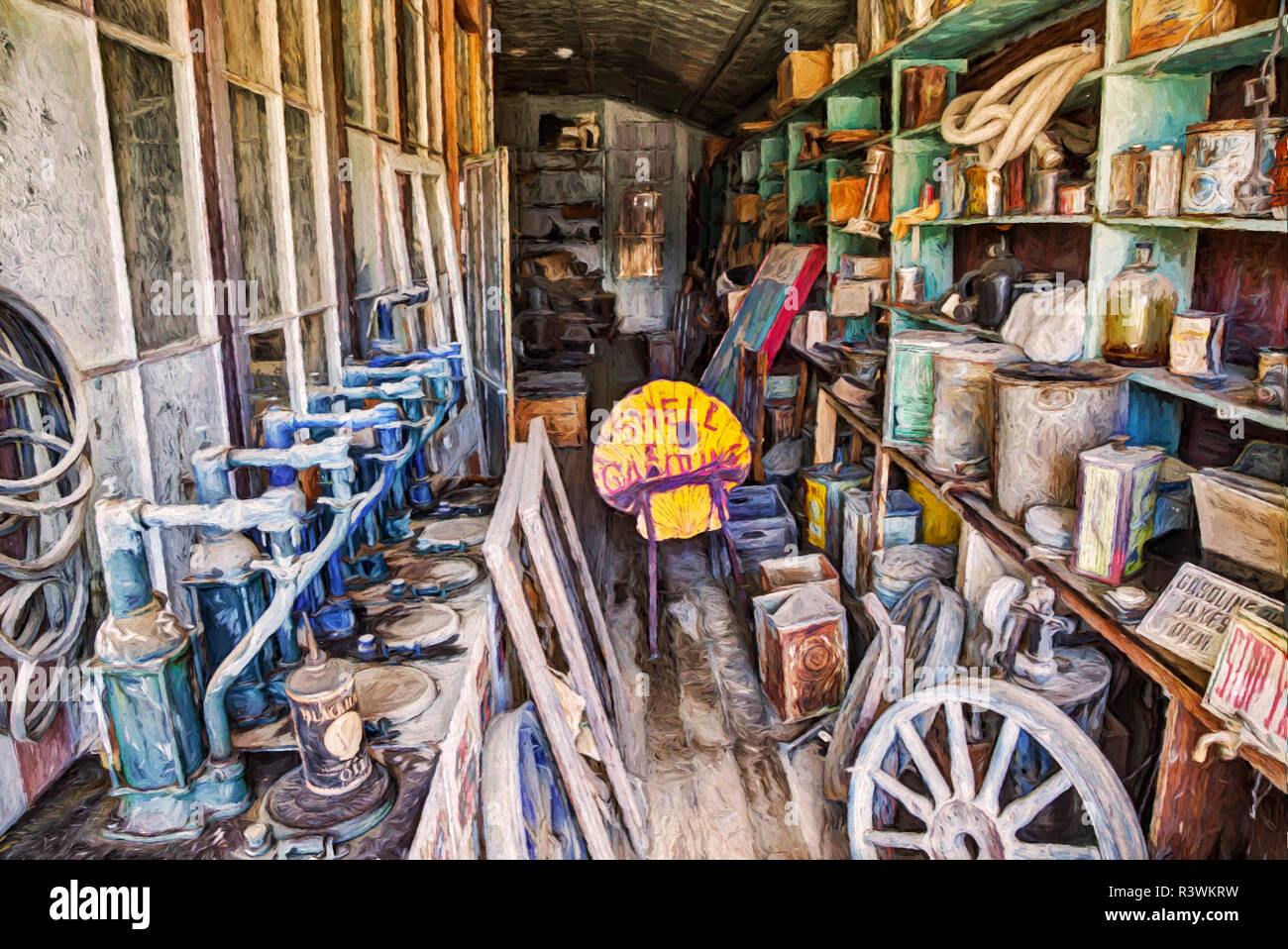 Painting of general Store interior, Bodie State Historic Park ...