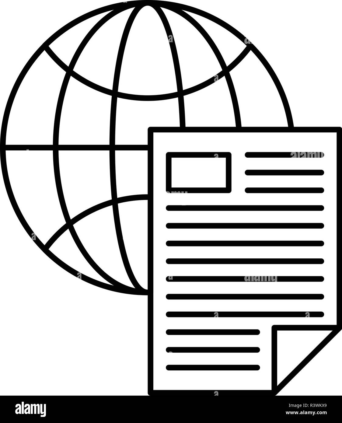 Global document icon. Outline illustration of global document vector ...