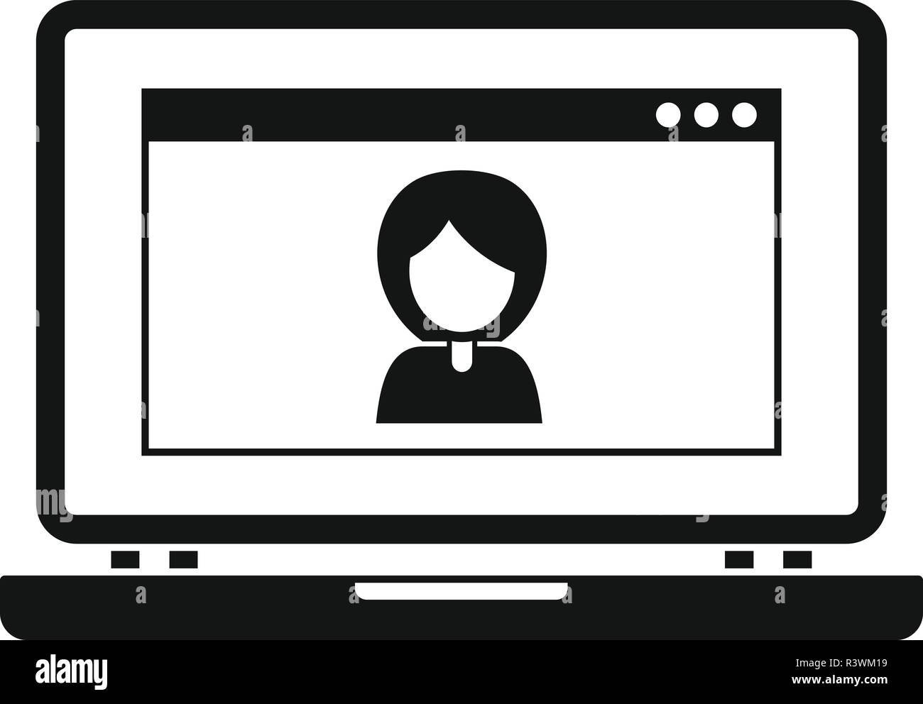 Laptop video chat icon. Simple illustration of laptop video chat vector ...