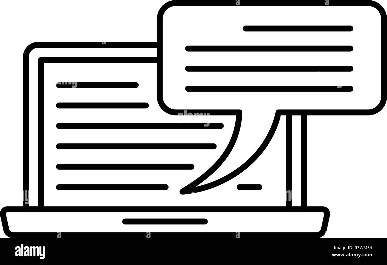 Laptop chatting icon. Outline illustration of laptop chatting vector ...
