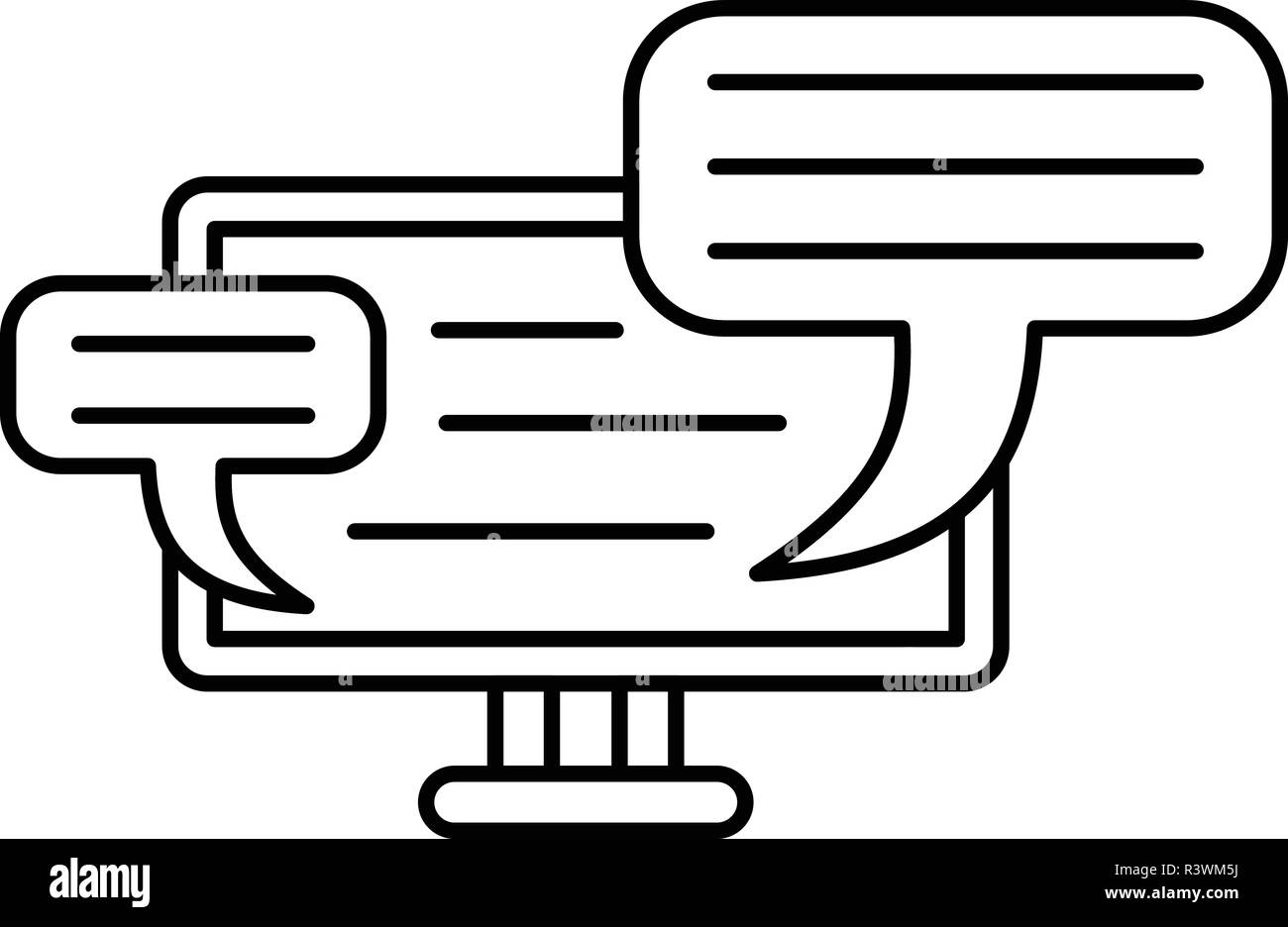 Monitor chat icon. Outline illustration of monitor chat vector icon for ...