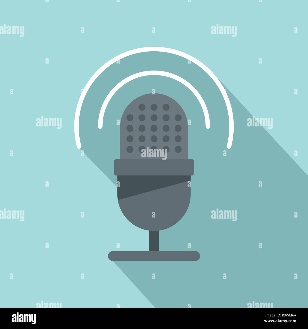 Studio microphone icon. Flat illustration of studio microphone vector ...