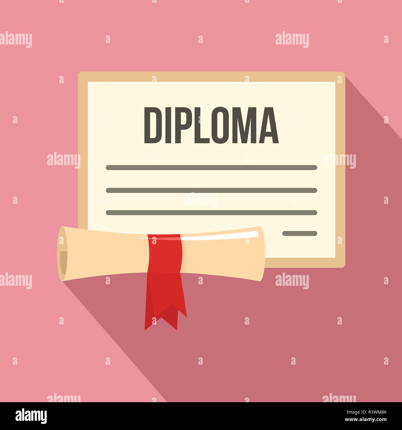 Graduation diploma icon. Flat illustration of graduation diploma vector ...