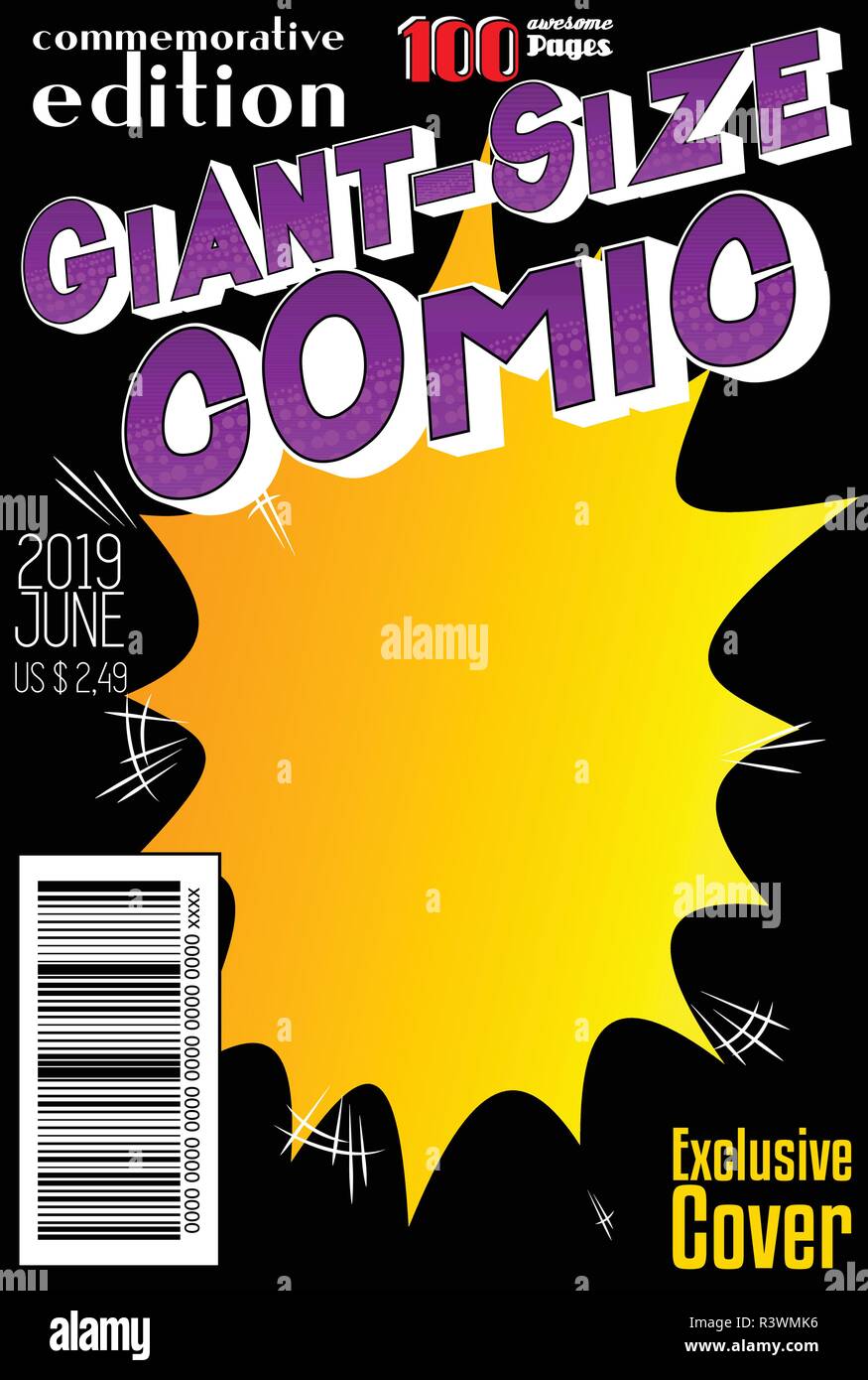 Editable comic book cover with abstract background. Vector illustration ...