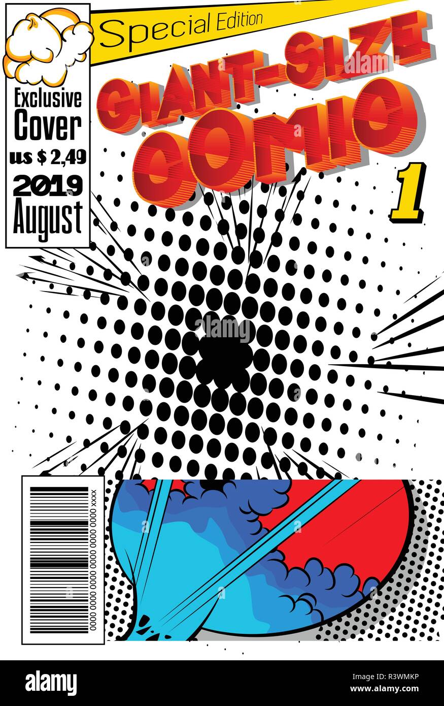 Editable comic book cover with abstract background. Vector illustration ...
