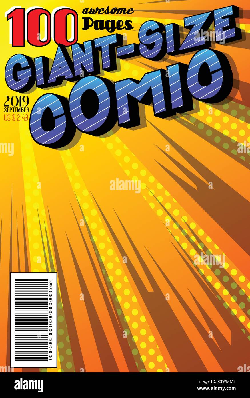 Editable comic book cover with abstract background. Vector illustration ...