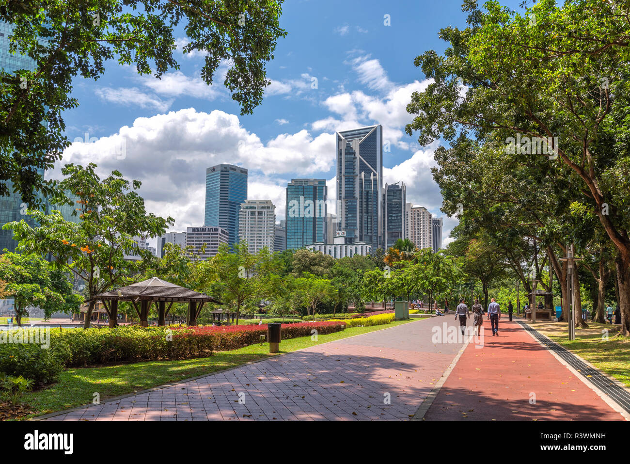 KUALA LUMPUR, MALAYSIA - JULY 25: Scenic view of KLCC Park, a famous ...