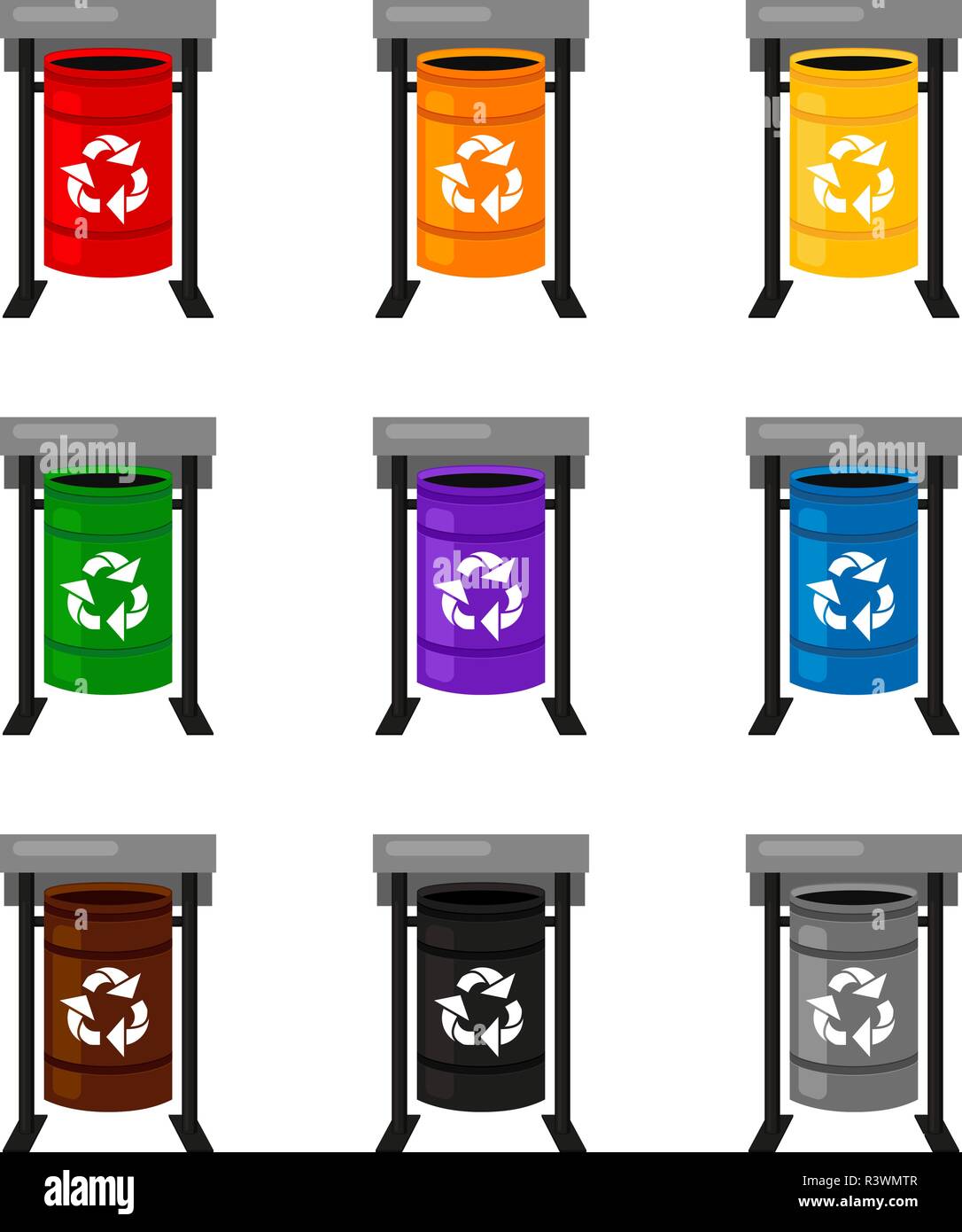Colorful cartoon trash bins collection Stock Vector Image & Art - Alamy
