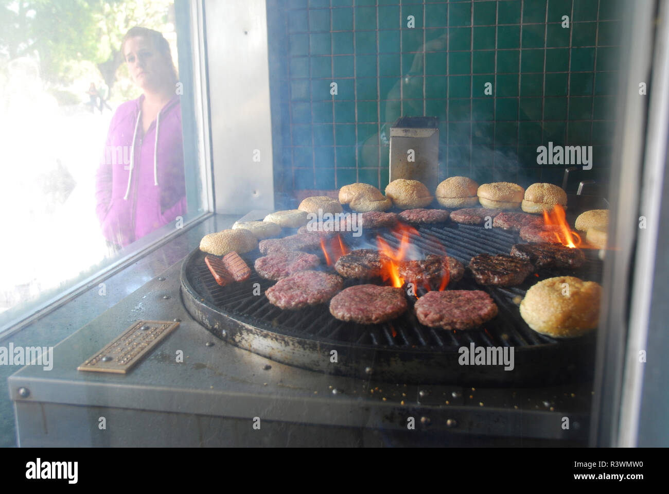 Round burger grill, Sausalito, California Stock Photo - Alamy