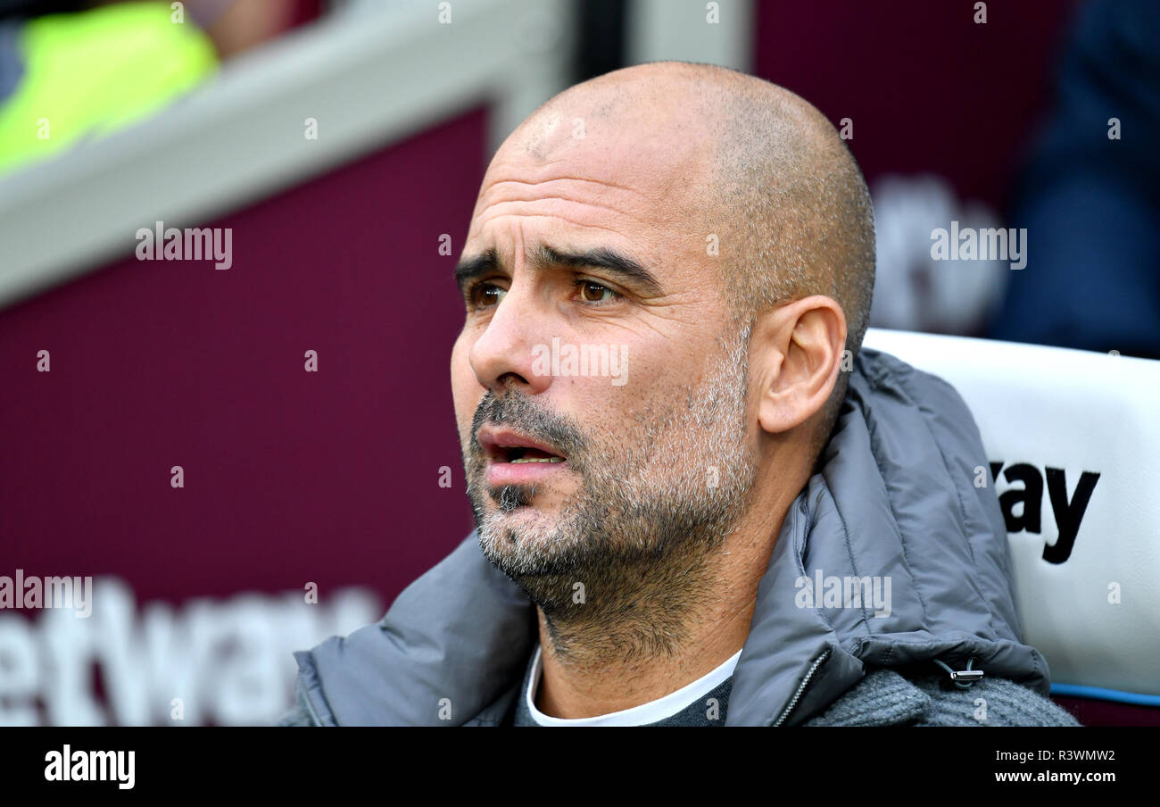 Manchester City manager Pep Guardiola during the Premier League match ...