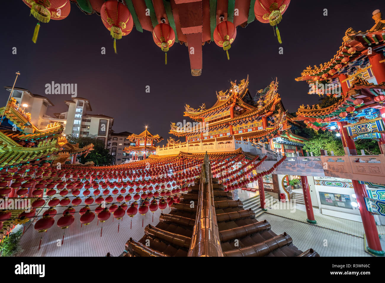 KUALA LUMPUR, MALAYSIA - JULY 28: This is a night view of the Thean Hou ...