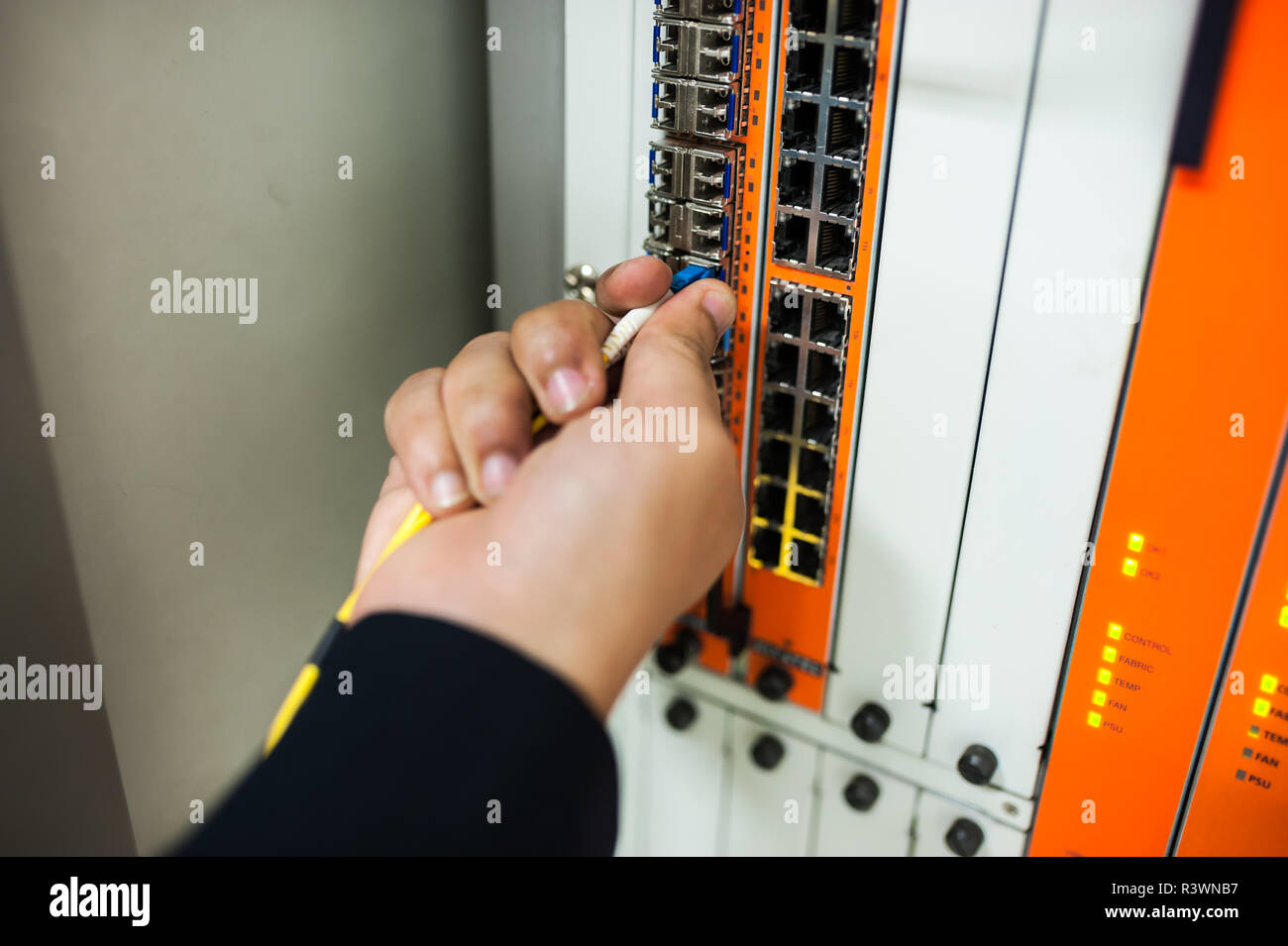 Fix network switch in data center room Stock Photo - Alamy