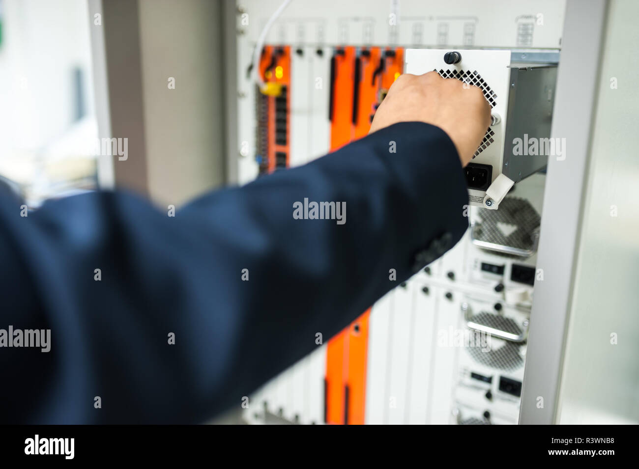 Fix network switch in data center room Stock Photo - Alamy