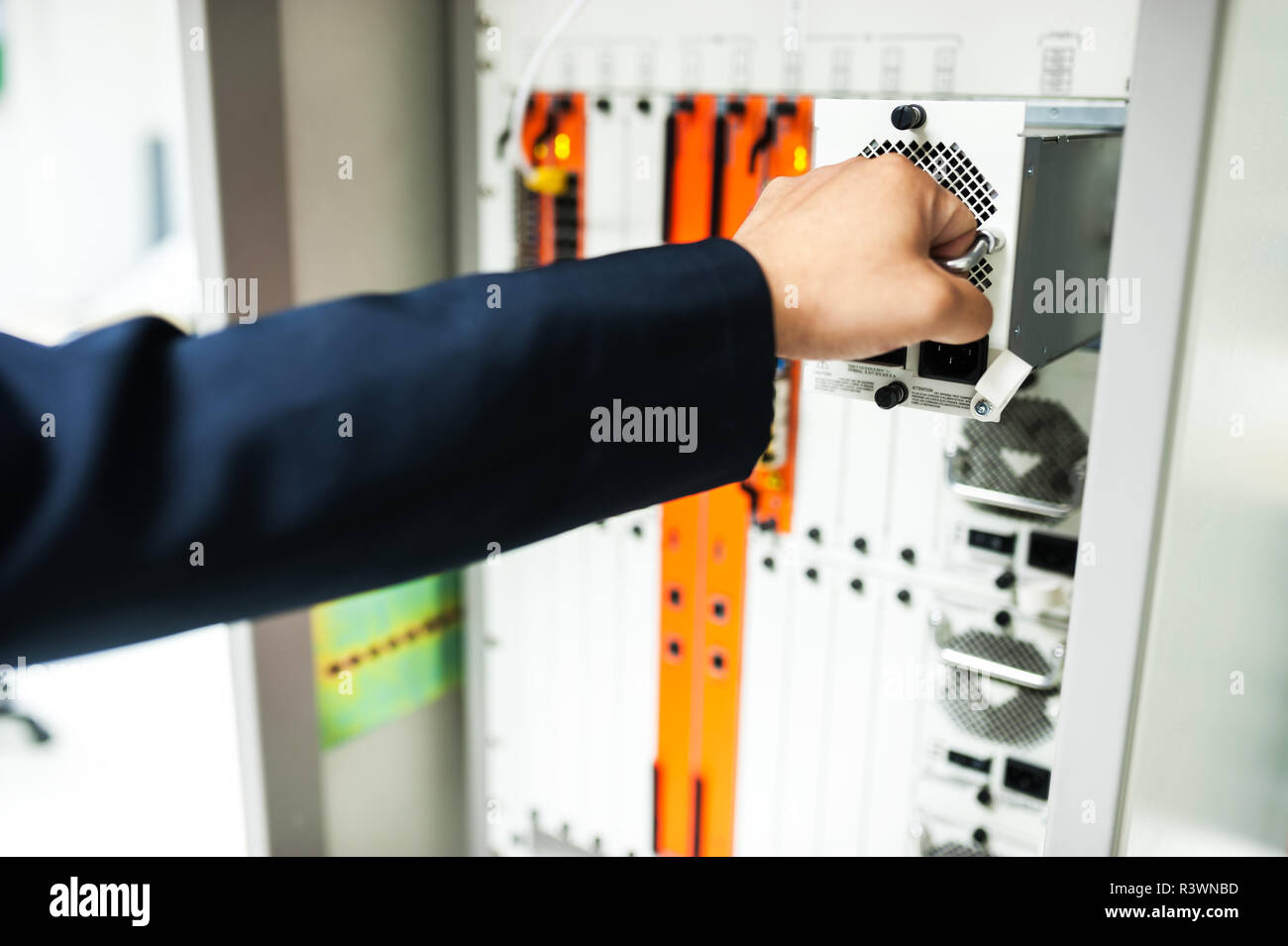 Fix network switch in data center room Stock Photo - Alamy