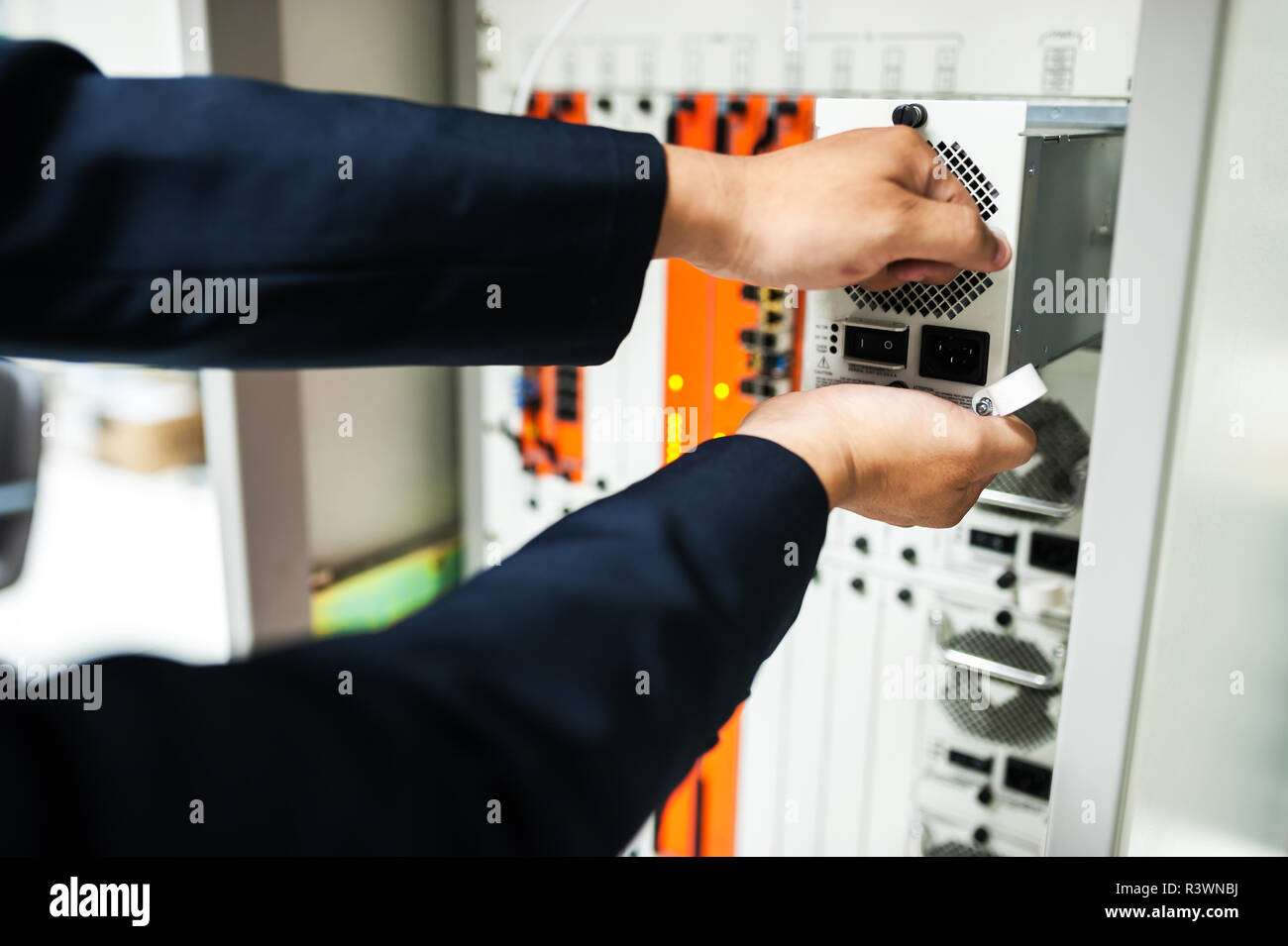 Fix network switch in data center room Stock Photo - Alamy