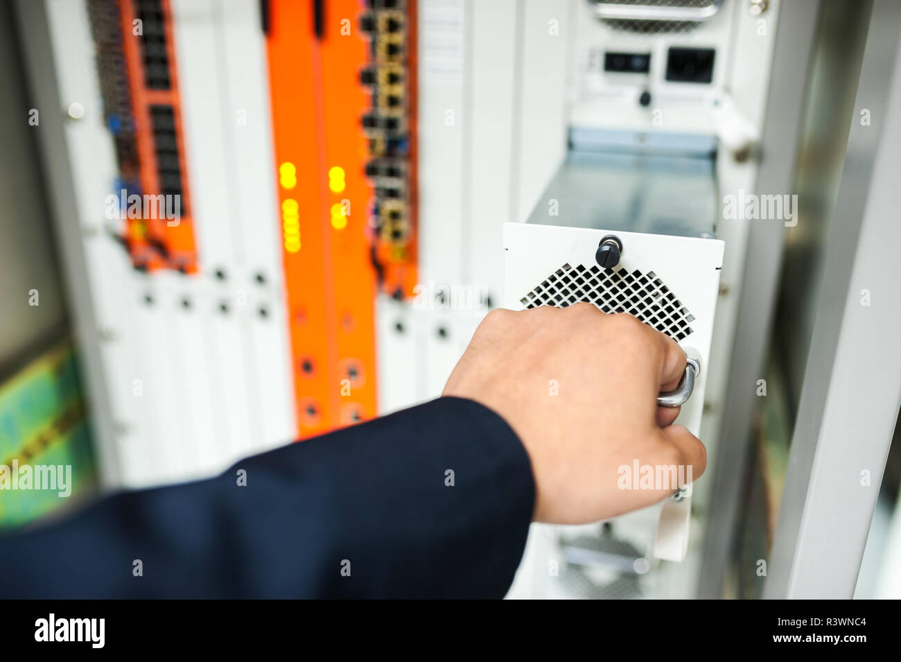 Fix network switch in data center room Stock Photo - Alamy