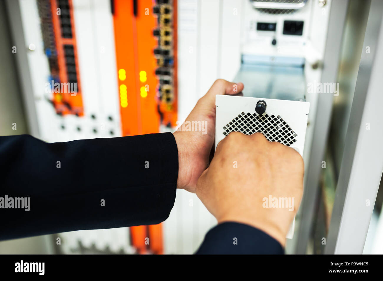 Fix network switch in data center room Stock Photo - Alamy