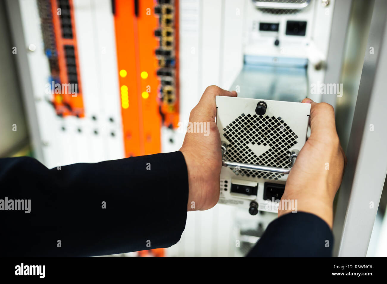 Fix network switch in data center room Stock Photo - Alamy