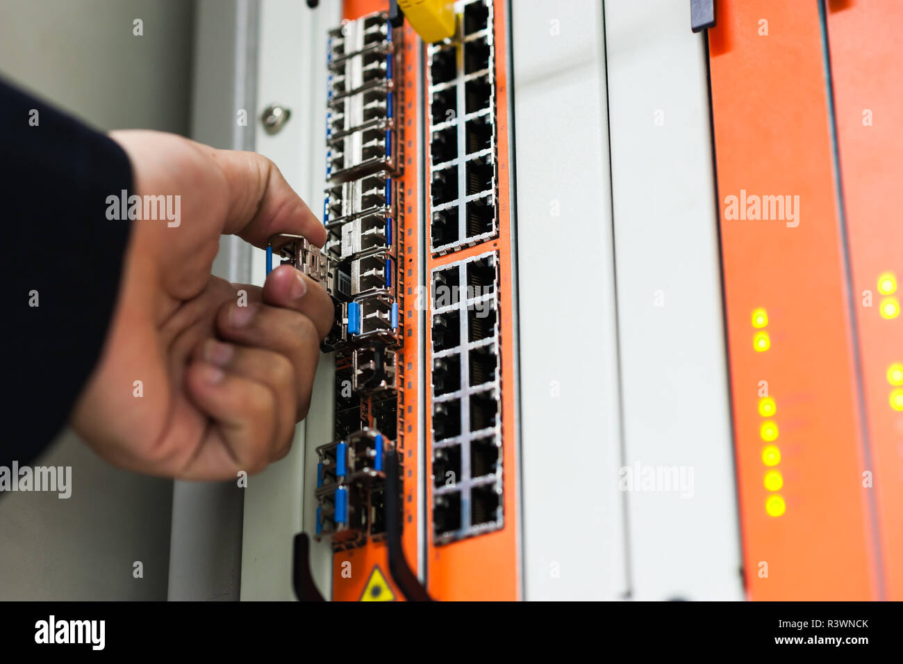 Fix network switch in data center room Stock Photo - Alamy