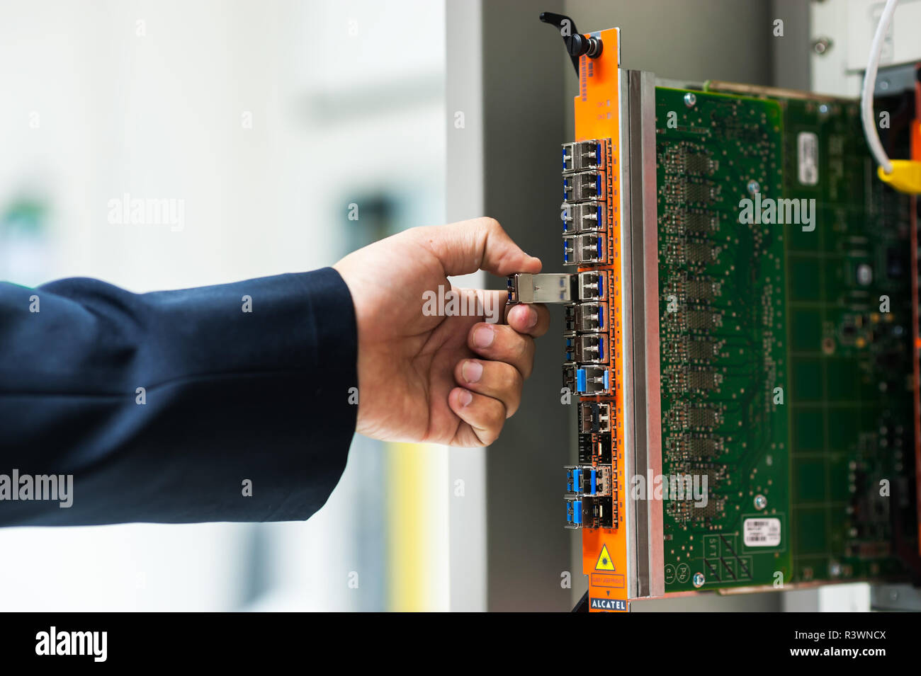 Fix network switch in data center room Stock Photo - Alamy