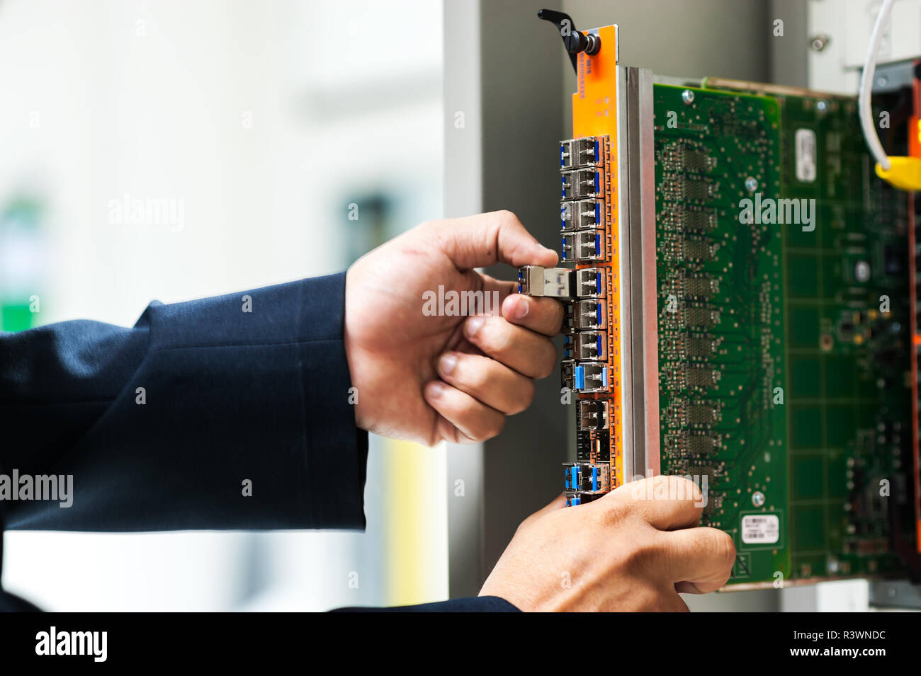 Fix network switch in data center room Stock Photo - Alamy