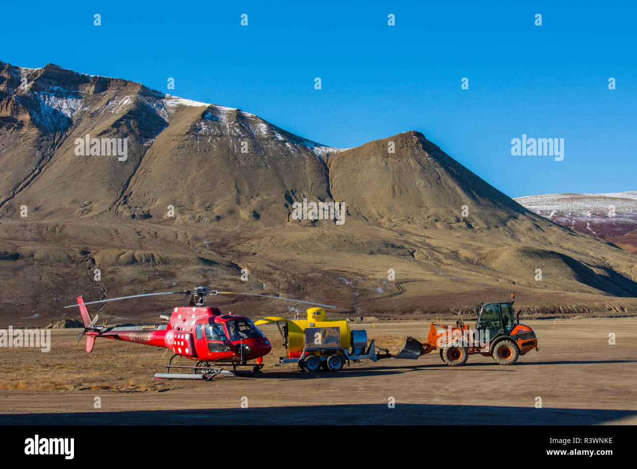 Greenland. Scoresby Sund. Constable Point. Refueling an Air Greenland ...