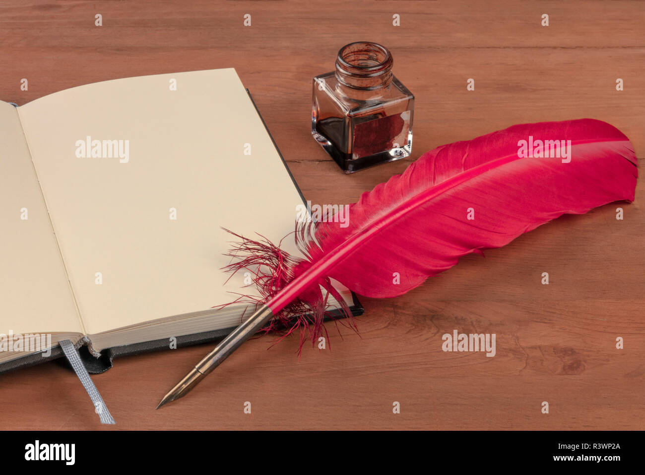 Writing Poetry. A photo of a quill with and ink well and an open book ...