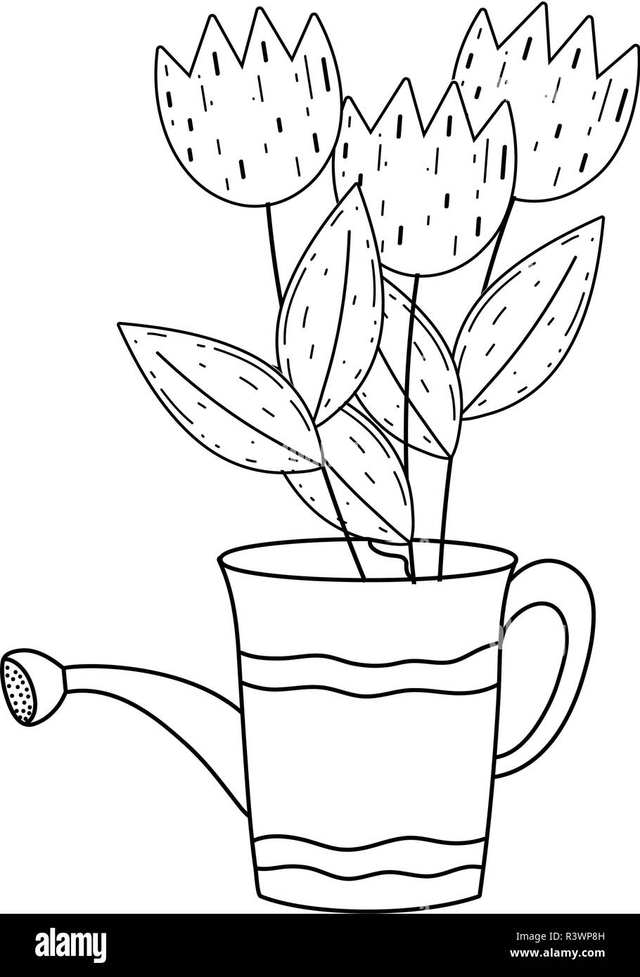 gardener shower sprinkler with flowers vector illustration design Stock ...