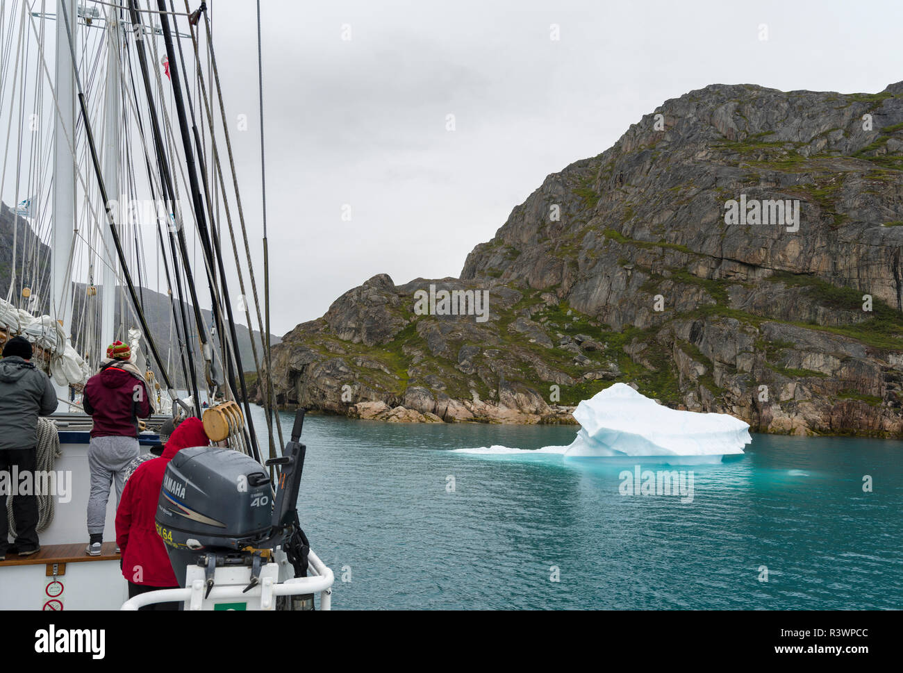 Sailing ship in the fjords of southern Greenland, Denmark Stock Photo ...