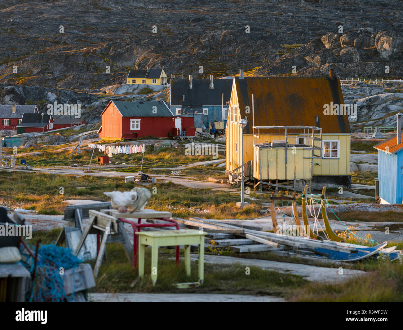 Inuit village Oqaatsut (once called Rodebay) located in the Disko Bay ...