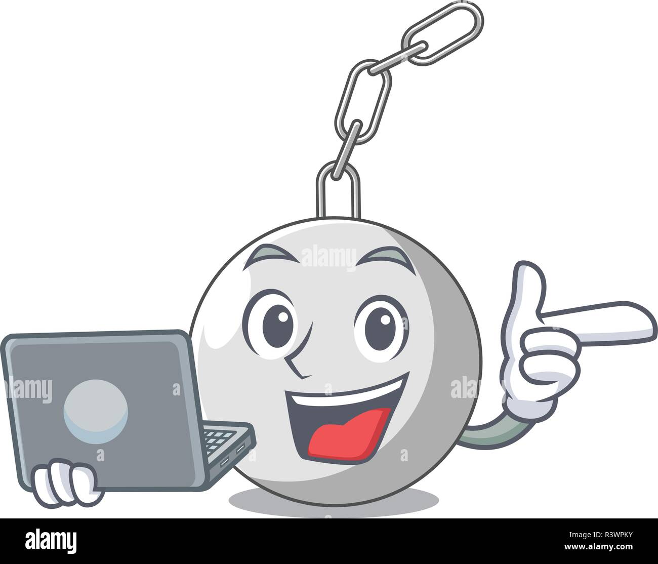 With laptop wrecking shattering ball on wall cartoon Stock Vector Image ...