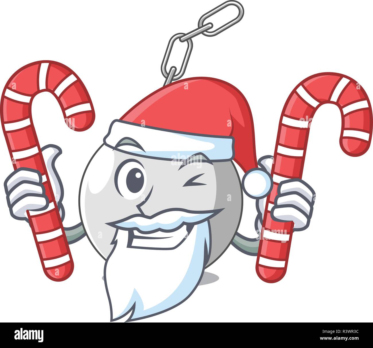 Santa with candy wrecking ball attached character on hitting Stock ...