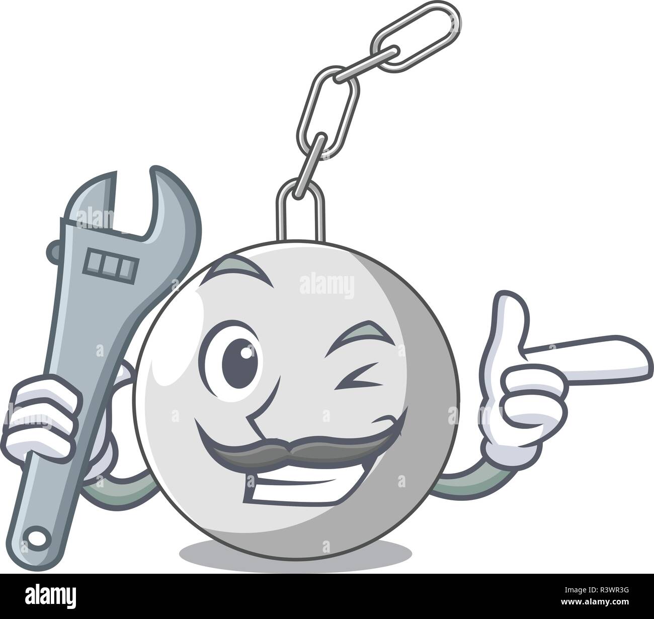 Mechanic wrecking ball attached character on hitting Stock Vector Image ...