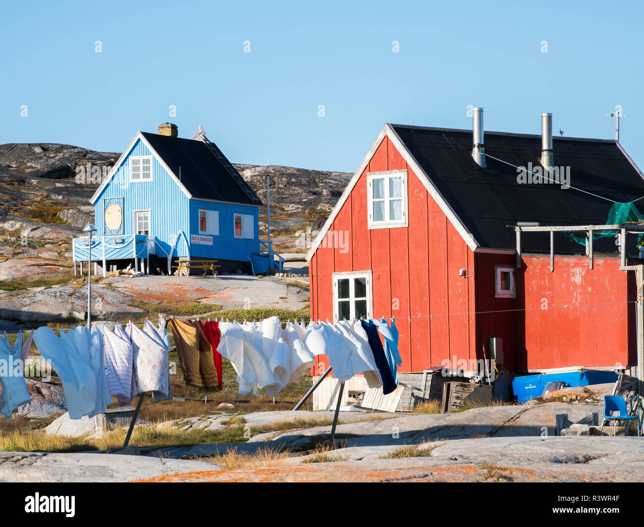 Inuit village Oqaatsut (once called Rodebay) located in Disko Bay ...