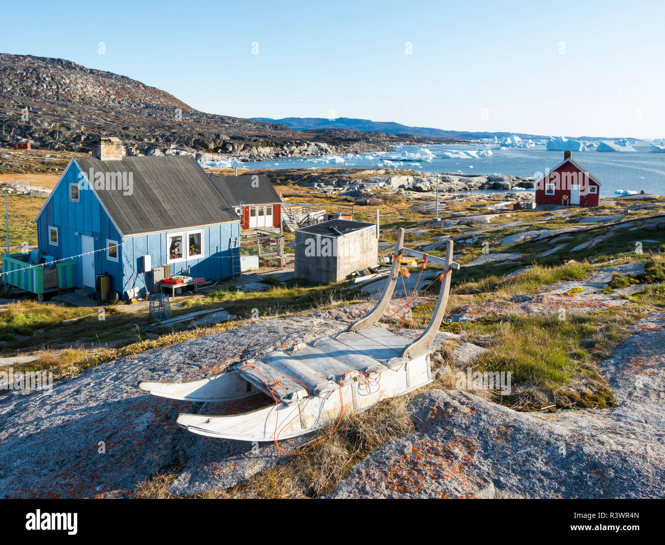 Inuit village Oqaatsut (once called Rodebay) located in Disko Bay ...